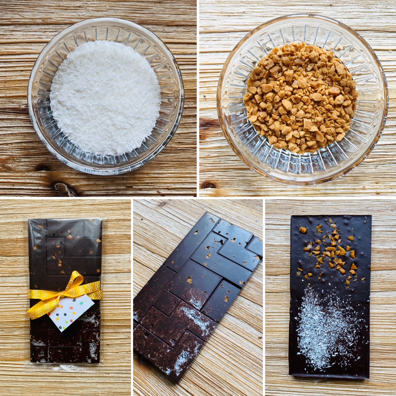 Tablette de chocolat noir médio-médio caramel / noix de coco - Les ...